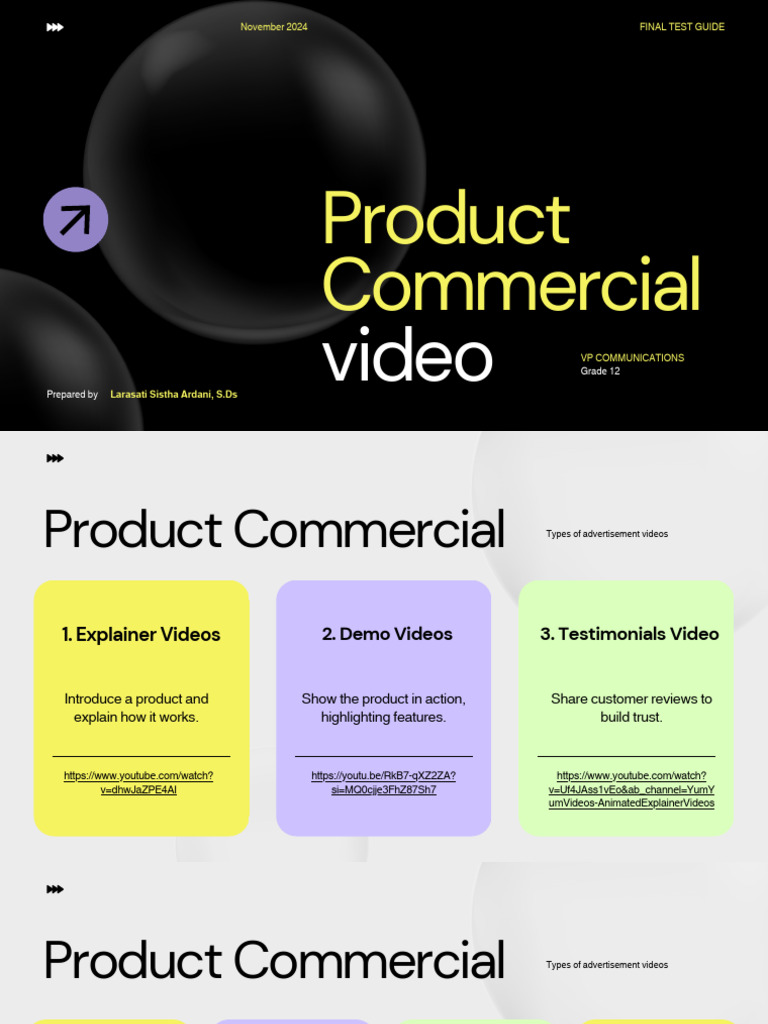 Product Commercial Video Guide | PDF | Target Audience | Business Process