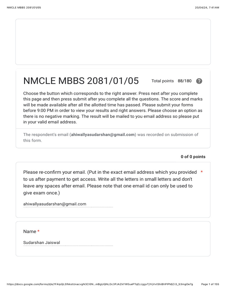 Nmcle Mbbs Paper 4 | PDF