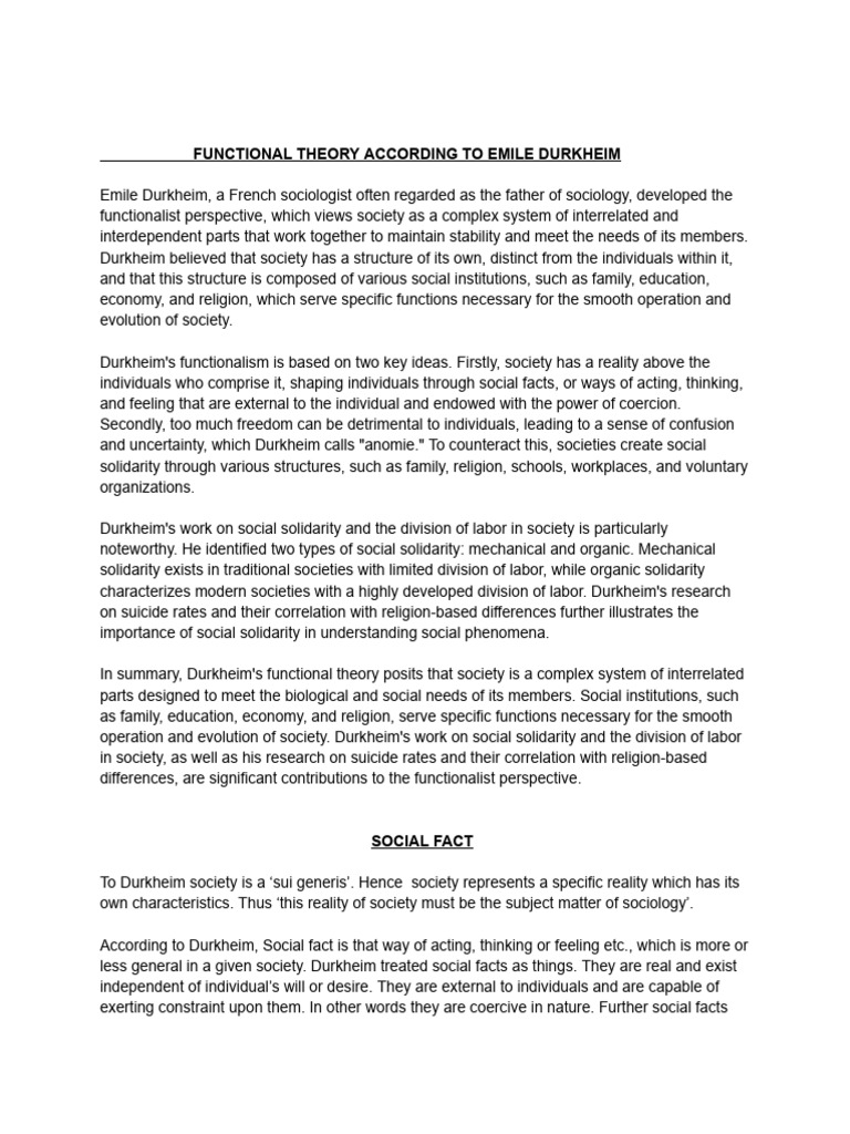 SOCIAL FACTS | PDF | Émile Durkheim | Society