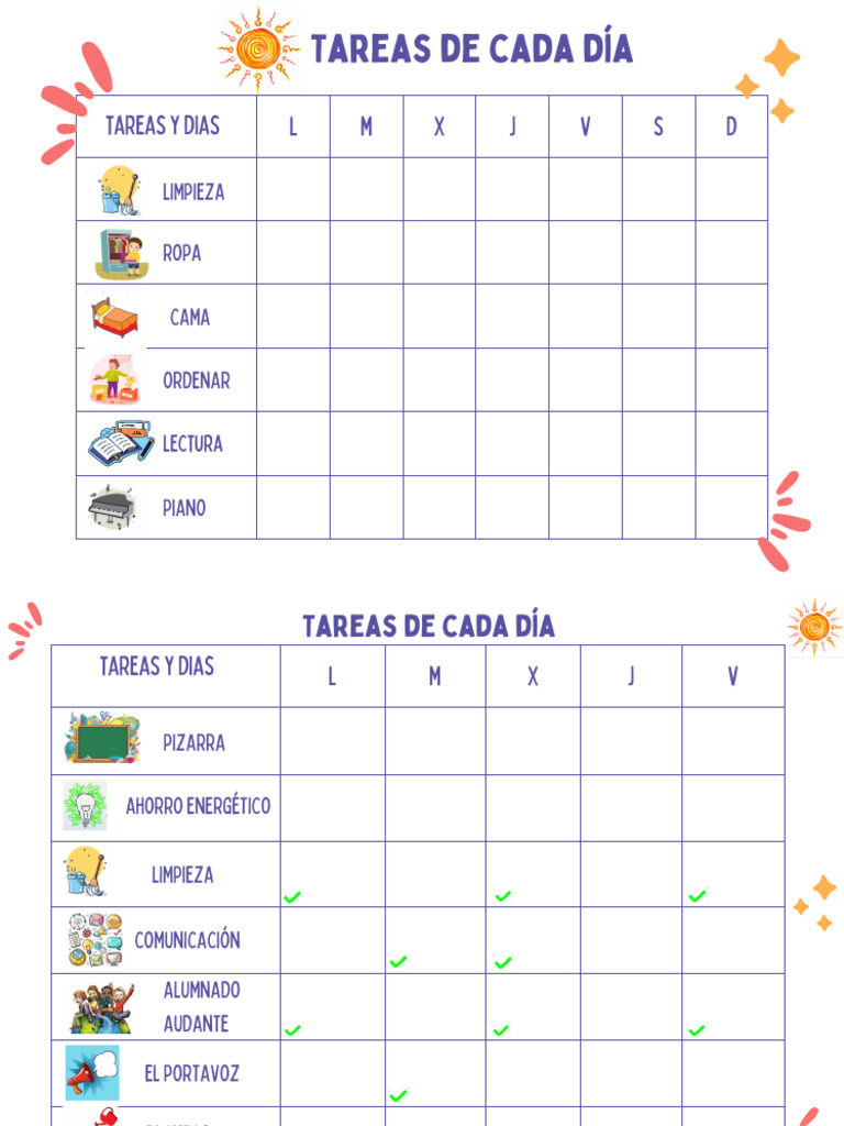 Póster Horizontal Tareas de Casa Infantil Ilustrado Colorido | PDF