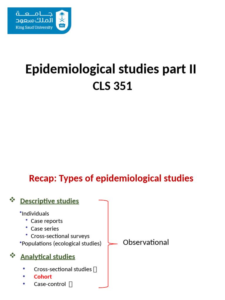 CLS 351 Lecture Note 8 | PDF | Relative Risk | Cohort Study