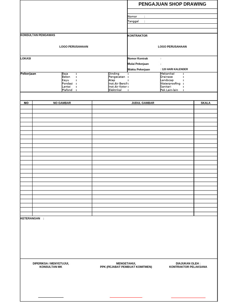 Form Pengajuan Ijin Shop Drawing | PDF