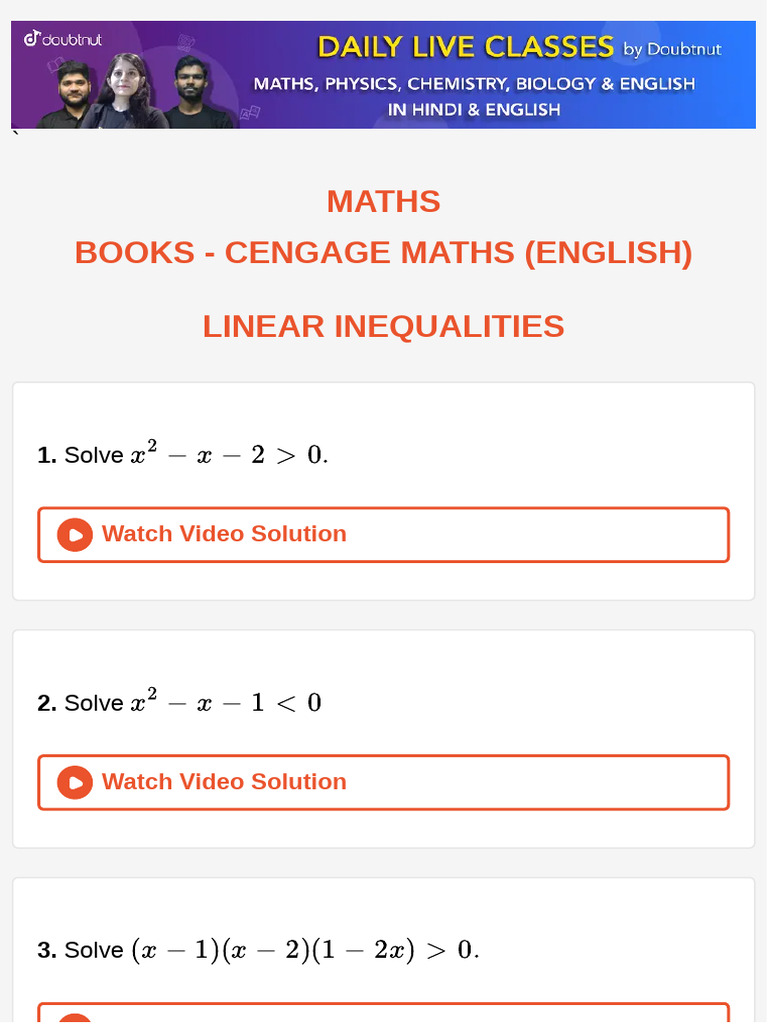 Solving Linear Inequalities | PDF | Inequality (Mathematics) | Abstract Algebra