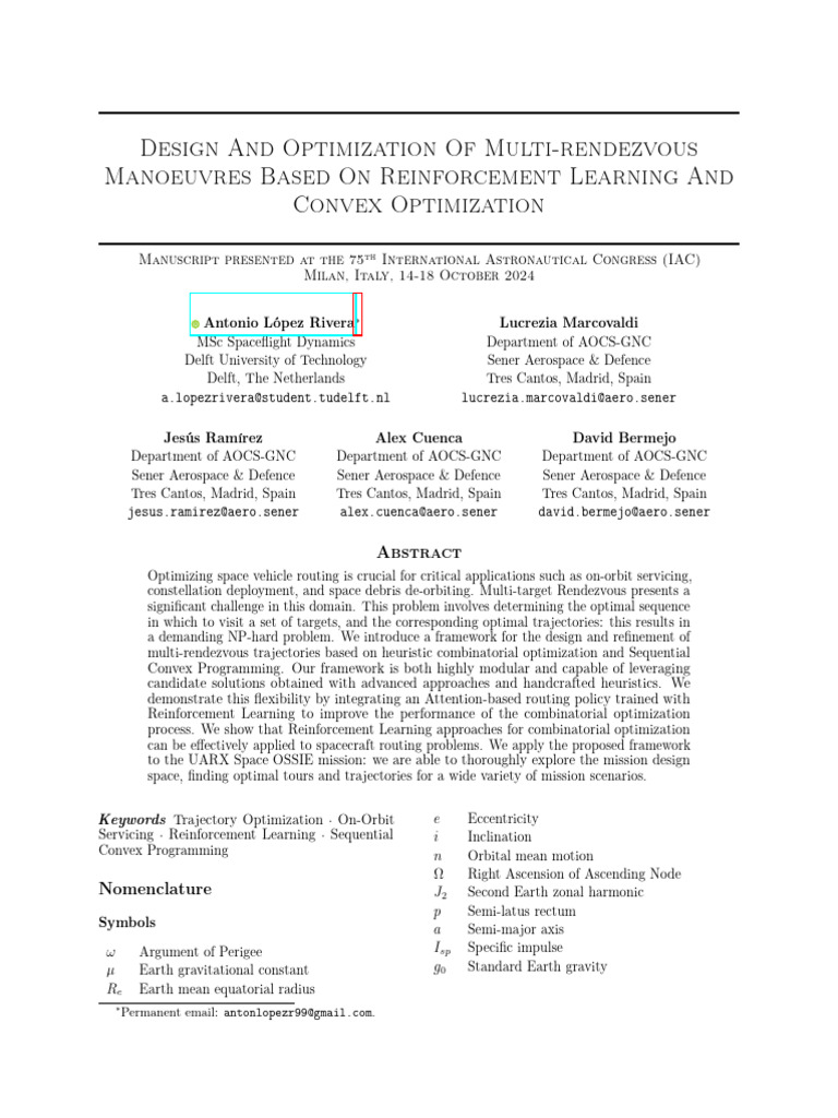 Design And Optimization Of Multi Rendezvous Manoeuvres Based On Reinforcement Learning And