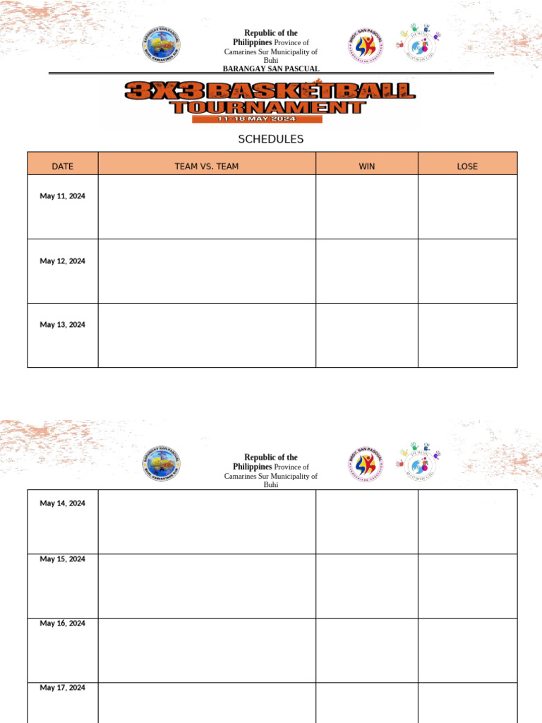 3x3 Schedule (1) | PDF
