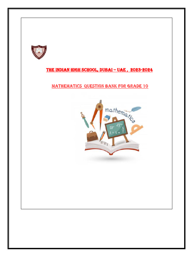 Ihs Question Bank Class 10 Math 2023 | PDF