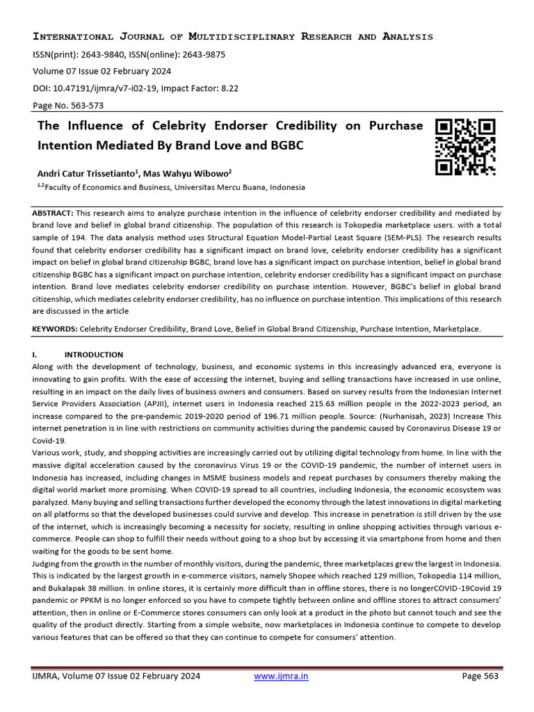 The Influence of Celebrity Endorser Credibility On | PDF | Validity ...