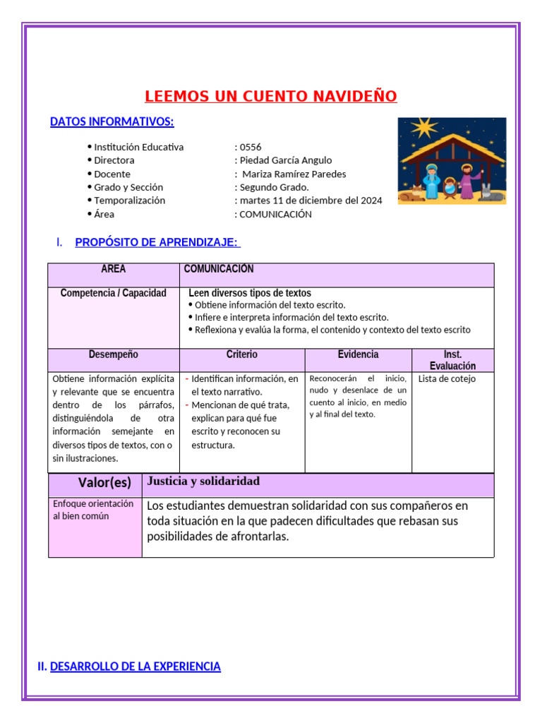 Sesion Com Leemos Un Cuento Navideno | PDF