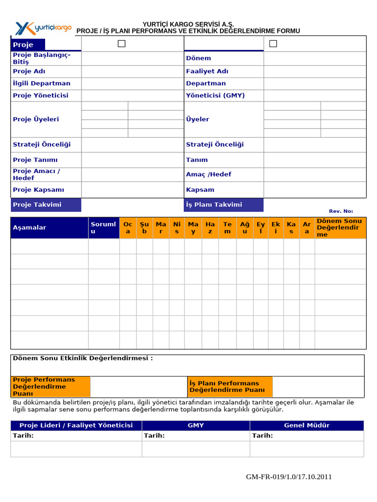 GM-FR-019 PROJE_İŞ PLANI PERFORMANS VE ETKİNLİK DEĞERLENDİRME FORMU (2 ...