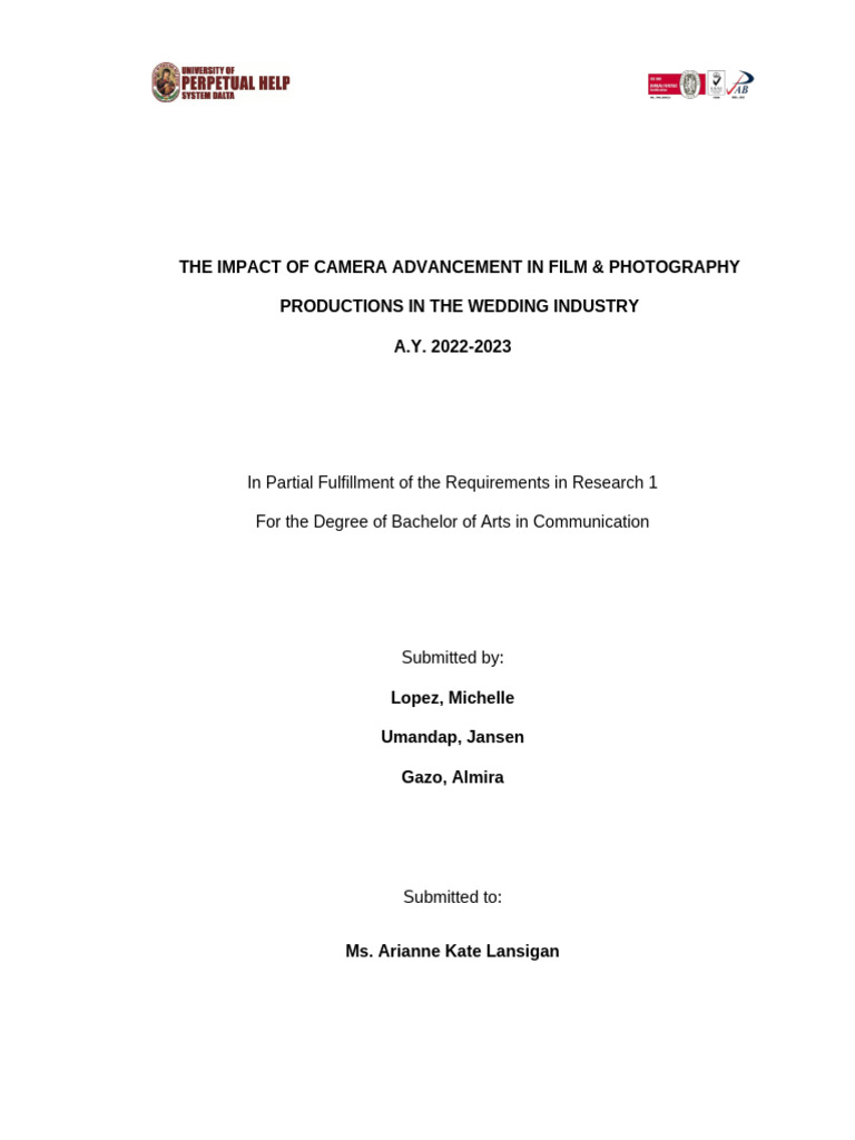 Revised Thesis Sop&Obj | PDF | Editing | Photographer