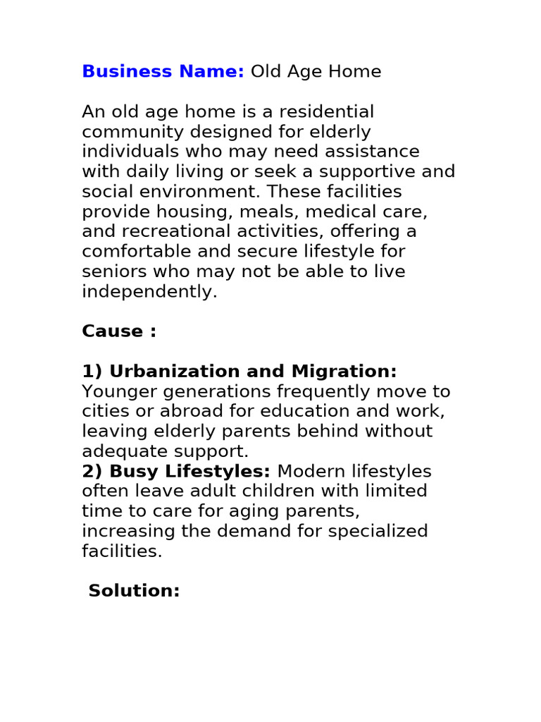 Old Age Home | PDF
