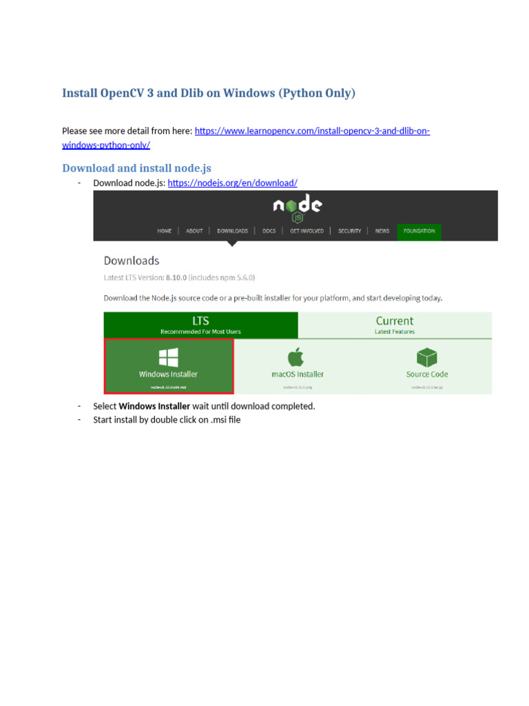 Install OpenCV 3 and Dlib on Windows | PDF Install OpenCV 3 and Dlib on Windows | PDF