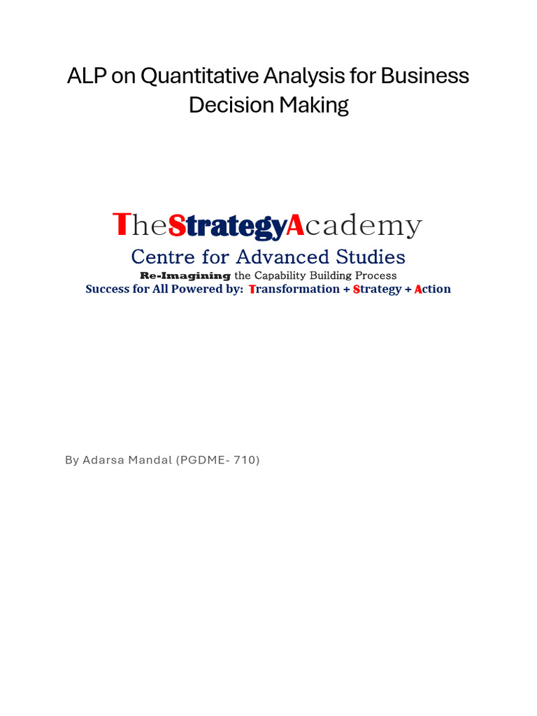 ALP on Quantitative Analysis for Business Decision Making | PDF | Sampling (Statistics) | Skewness