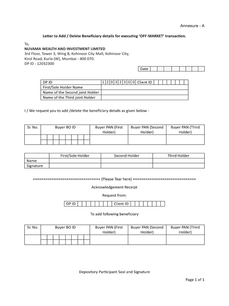 603_CDSL Request - Annexure A | PDF