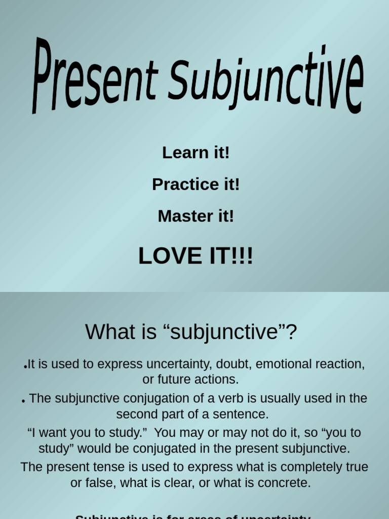 Present Subjunctive 2018 | PDF | Grammatical Conjugation | Grammatical Tense