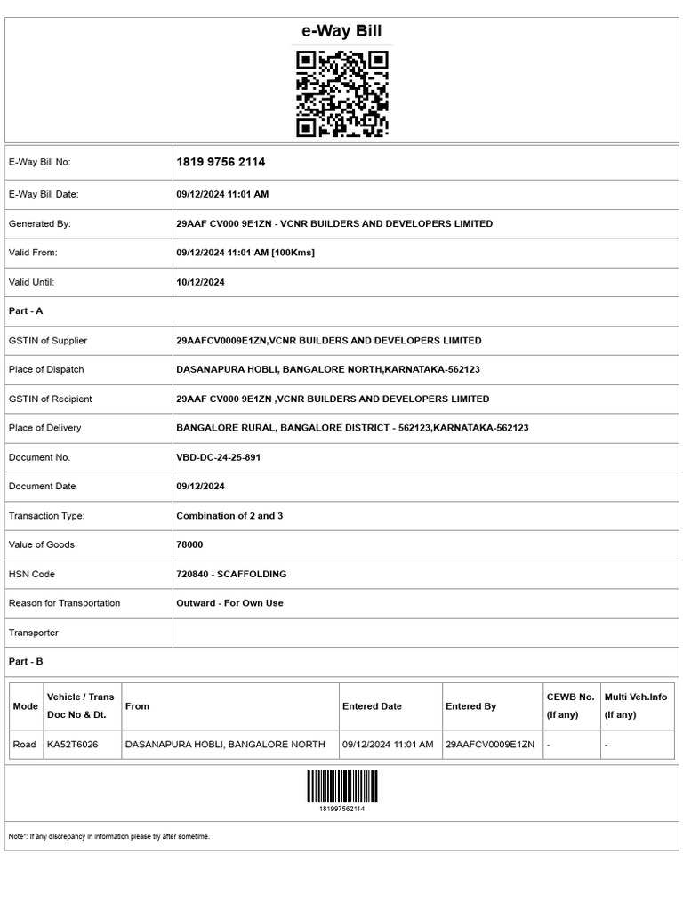 E-Way Bill System 891 | PDF