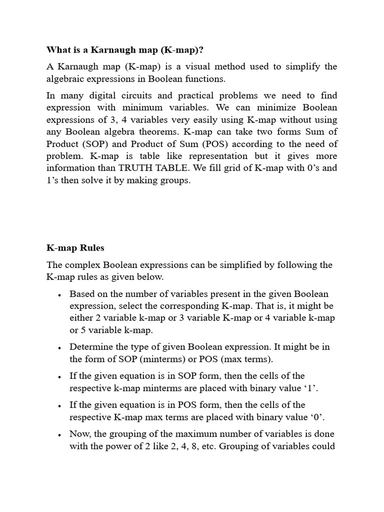 Lecture What is a Karnaugh Map | PDF | Mathematical Analysis | Algebra