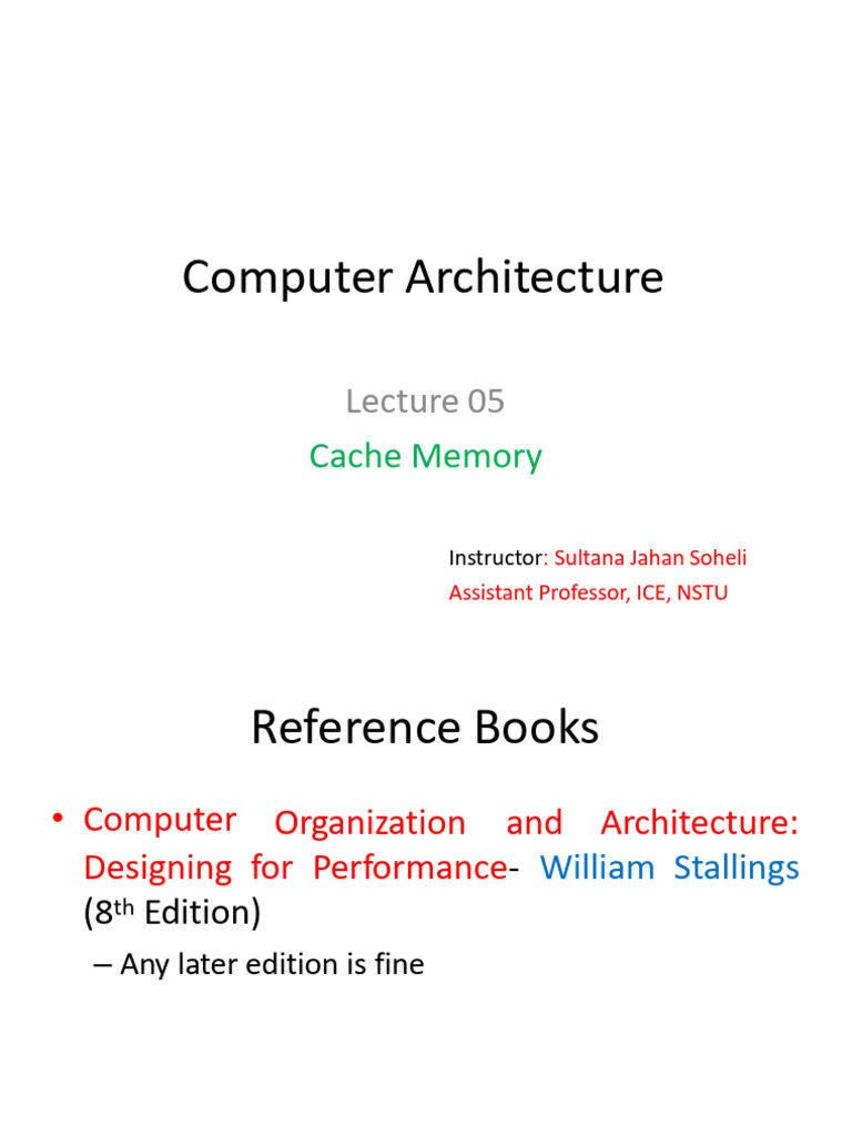 Computer Architecture_Lecture 05 (1) | PDF | Cpu Cache | Computer Data ...
