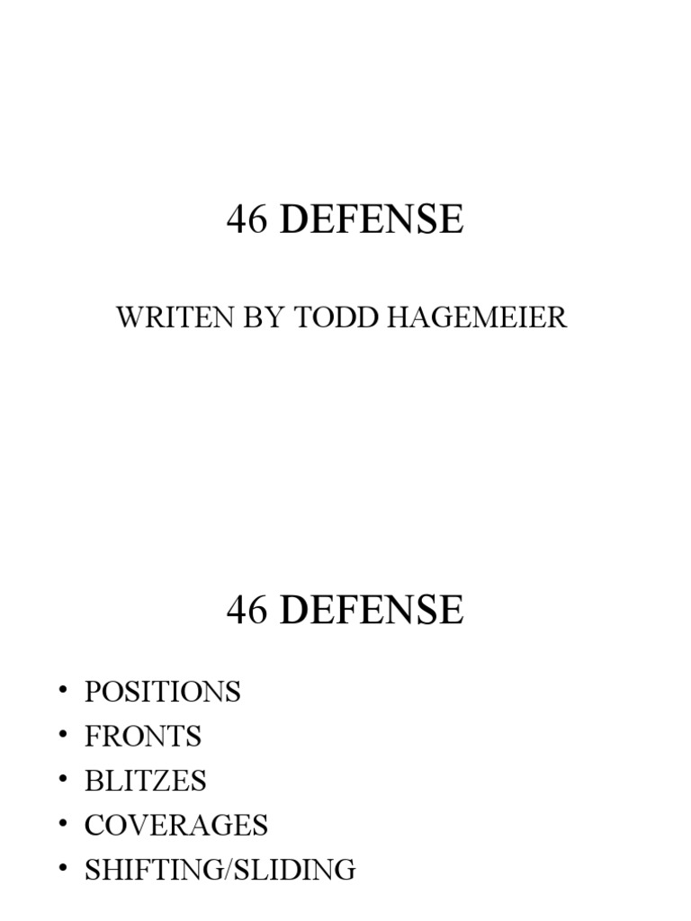 46 Defense: Writen by Todd Hagemeier | PDF | Football Codes | Gridiron ...
