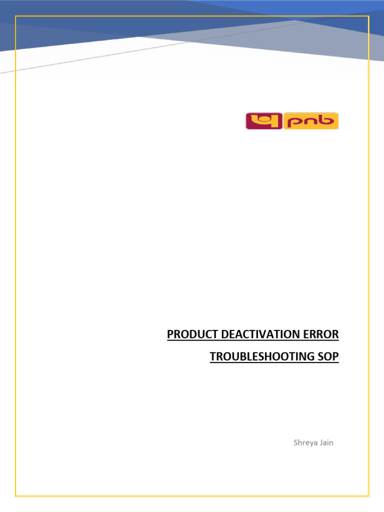 PRODUCT DEACTIVATION ERROR Troubleshooting - SOP | PDF