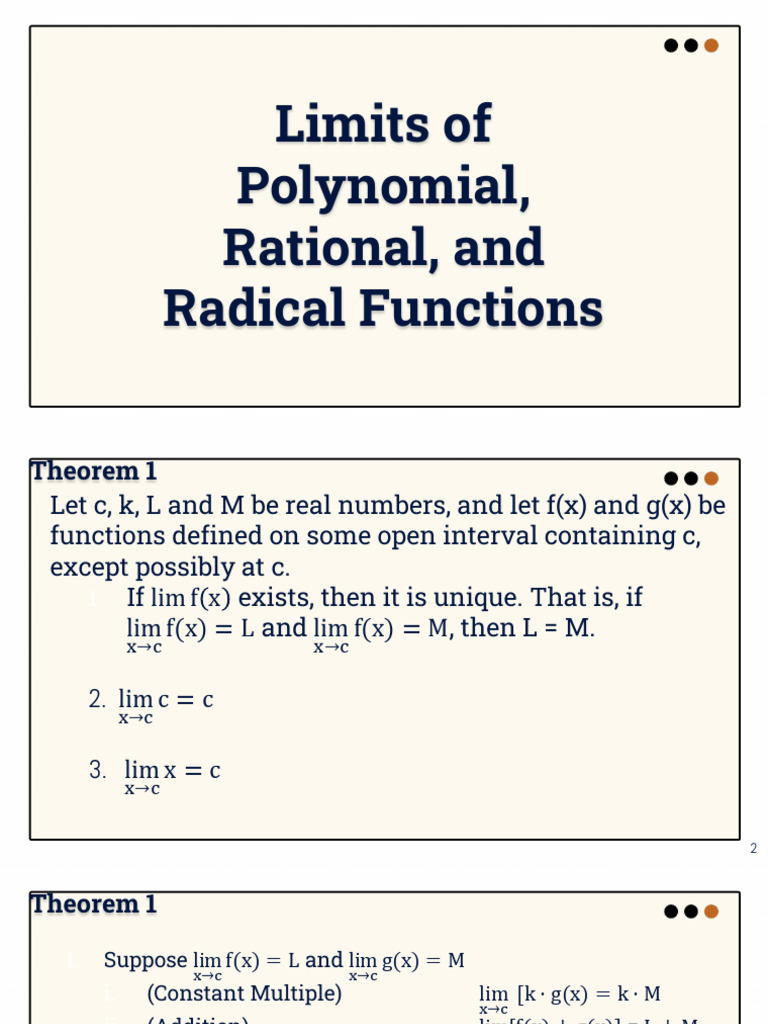 Calculus Limits for Students | PDF | Polynomial | Zero Of A Function