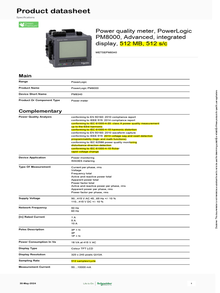 Schneider Electric PowerLogic-PM8000-Series METSEPM8340 | PDF | Ac ...