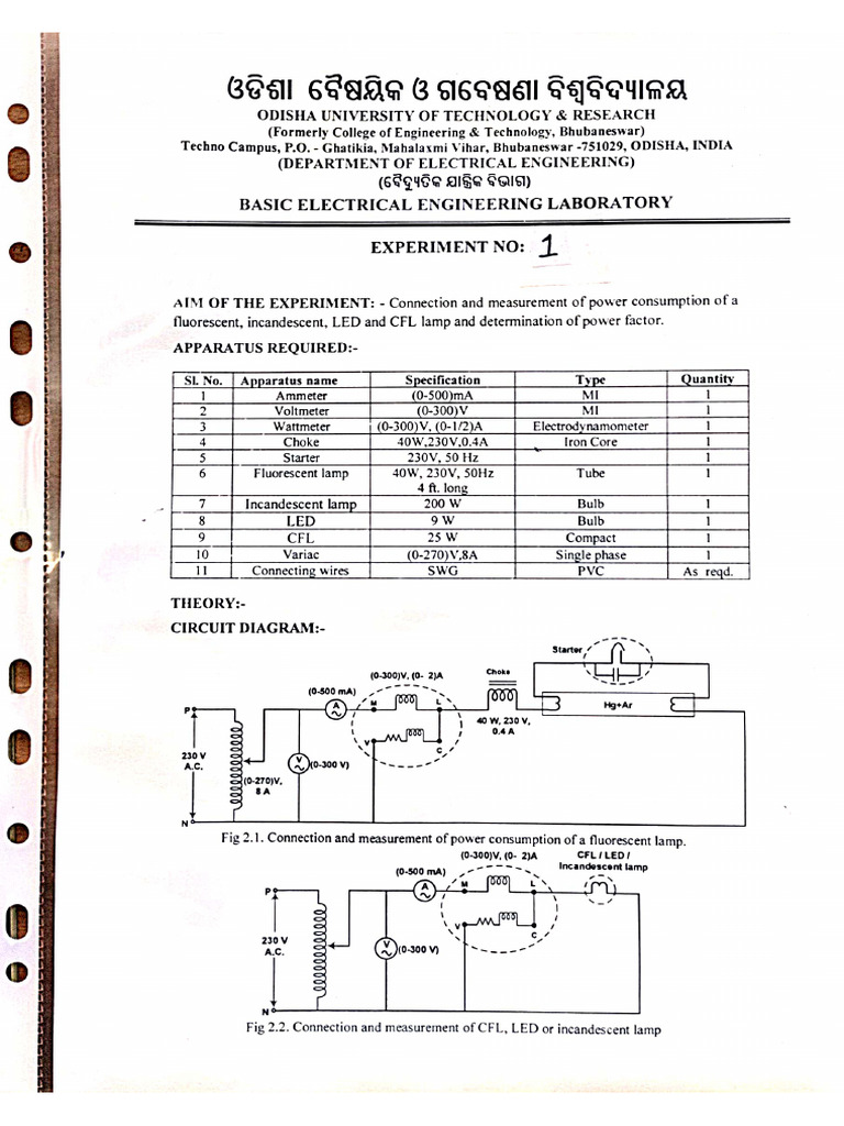 Bee Lab Manual 1st Sem | PDF