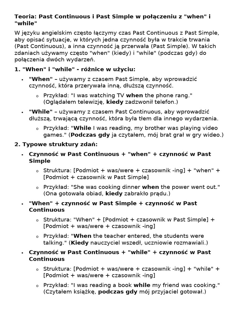 Past Simple vs Past Continuous | PDF