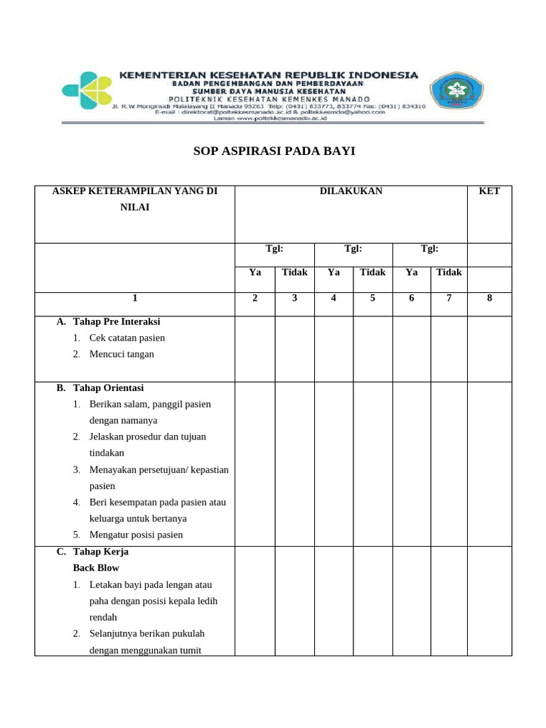 Sop Aspirasi Pada Bayi | PDF