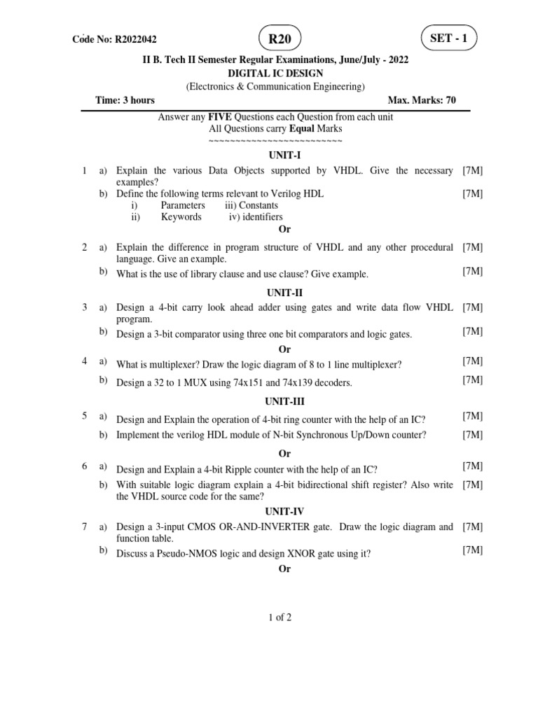 Digital Ic Design June July 2022 Pdf Logic Gate Vhdl