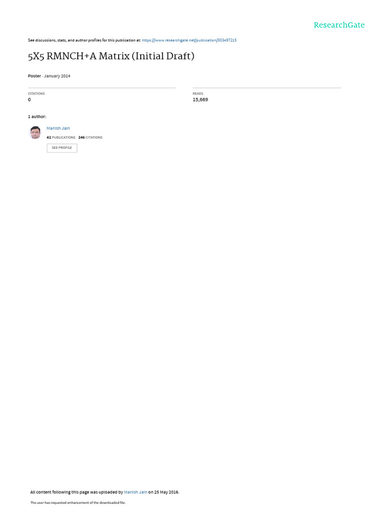 5X5 RMNCH A Matrix Initial Draft | PDF | Childbirth | Pregnancy