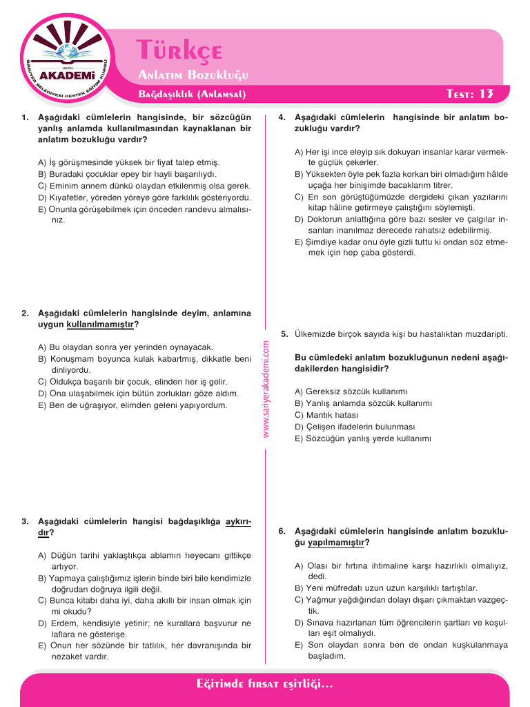 TRK U3 T13 Anlatimbozuklugu | PDF