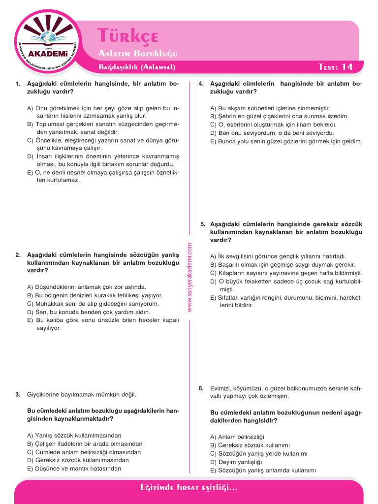 TRK U3 T14 Anlatimbozuklugu | PDF