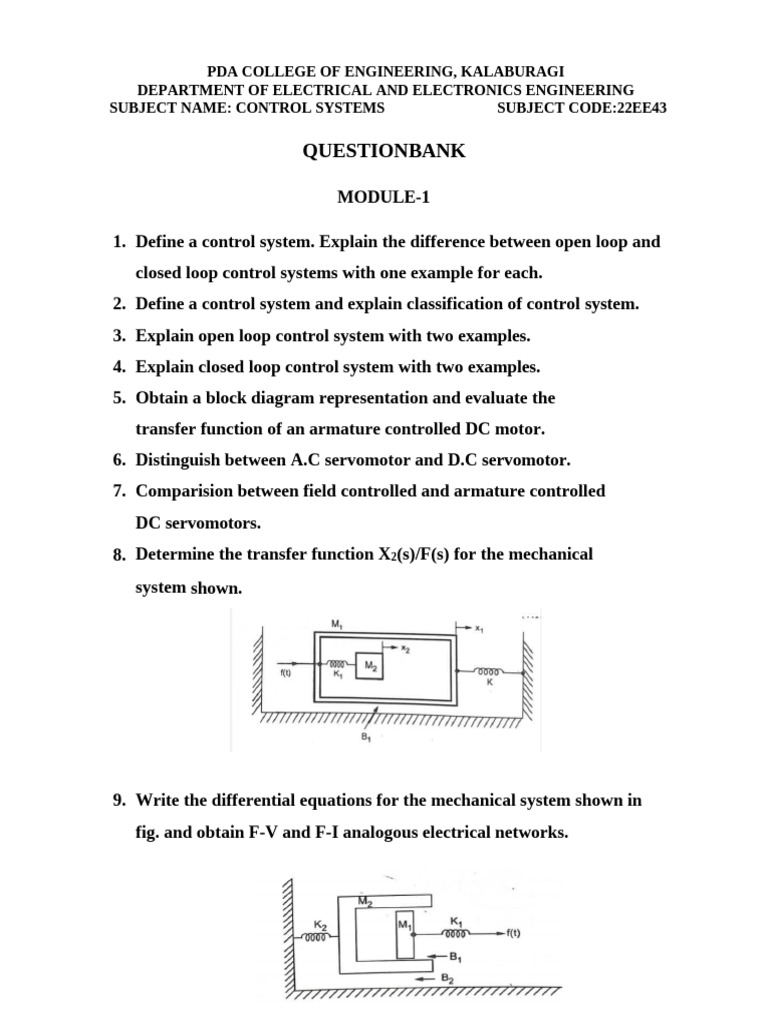 CS question bank | PDF | Control Theory | Stability Theory