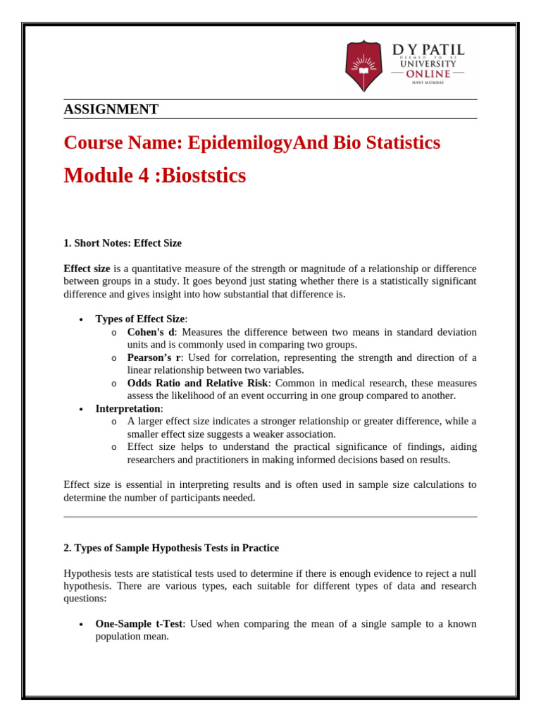 Assignment Module 4 Bioststics | PDF | Statistical Significance ...