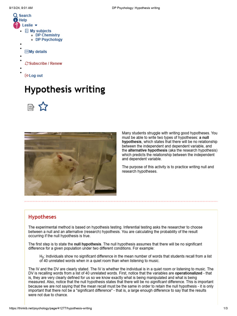 5e Hypothesis Writing Stu | PDF | Hypothesis | Null Hypothesis