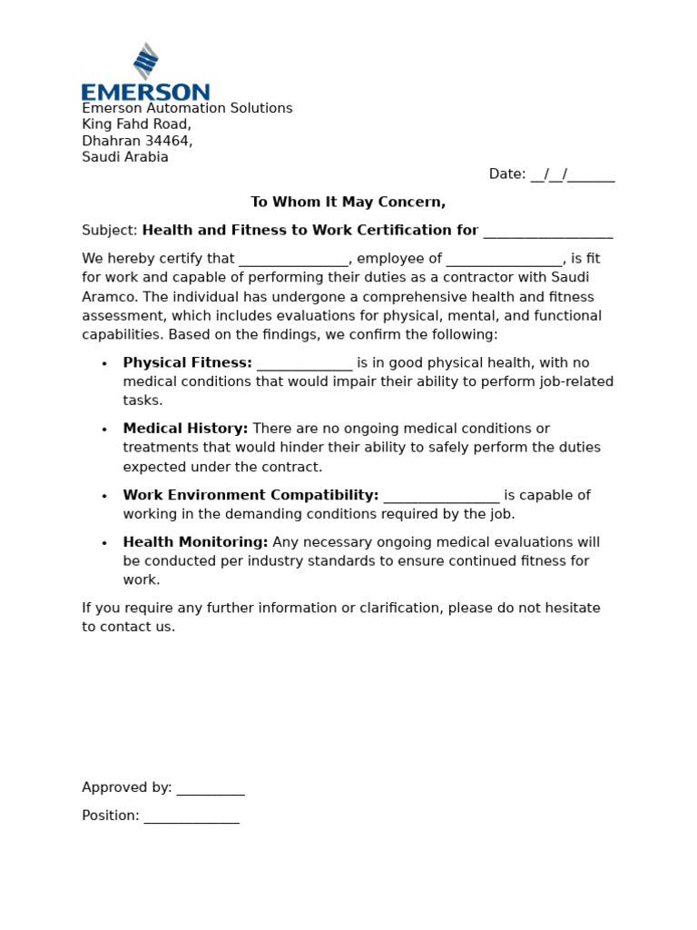Emerson Health Fitness Form | PDF