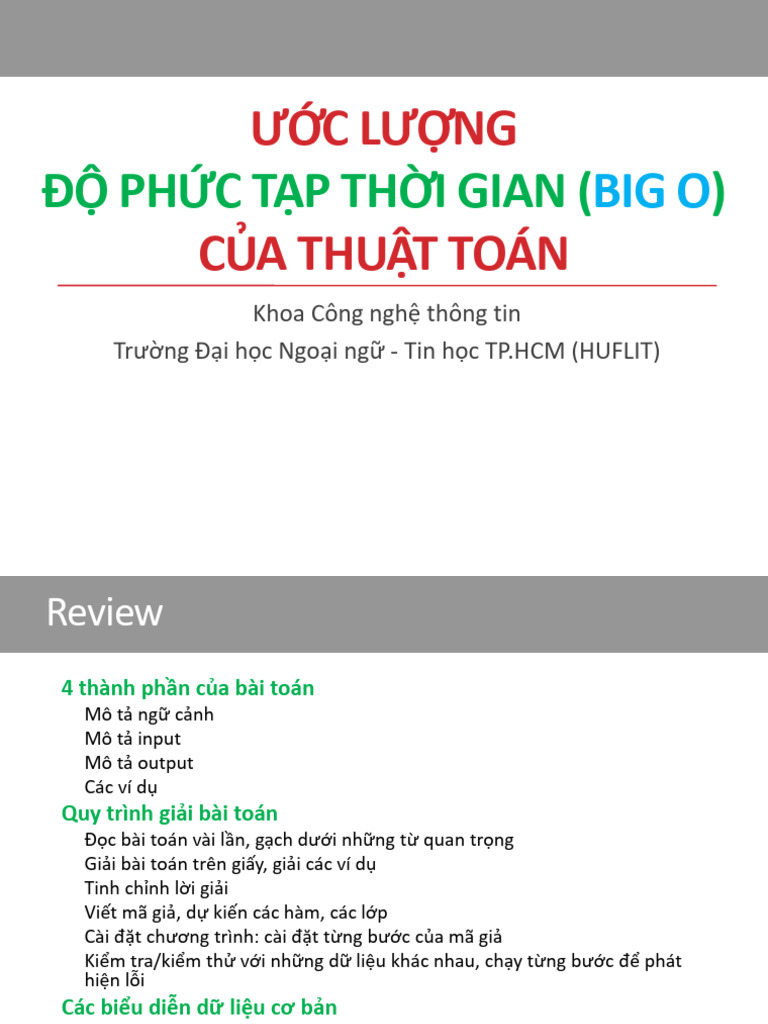Ky Thuat Lap Trinh - 2. Uoc Luong Do Phuc Tap Thoi Gian Cua Thuat Toan | PDF
