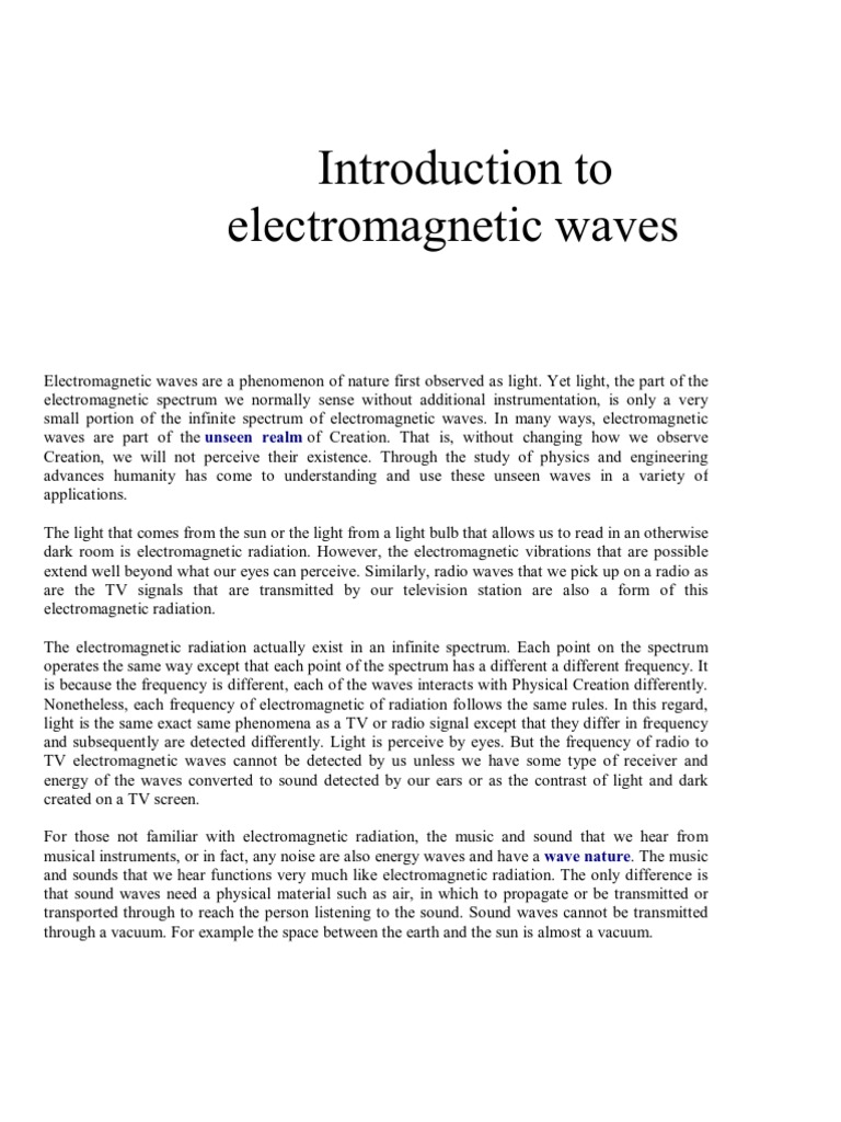 Introduction To Electromagnetic Waves | PDF | Science & Mathematics