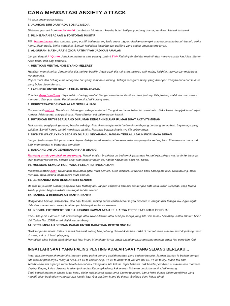 Cara Mengatasi Anxiety Attack | PDF