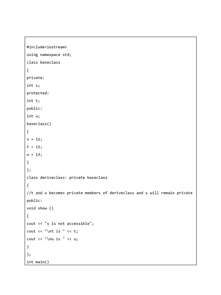 C++ Inheritance Access Modifiers Explained | PDF