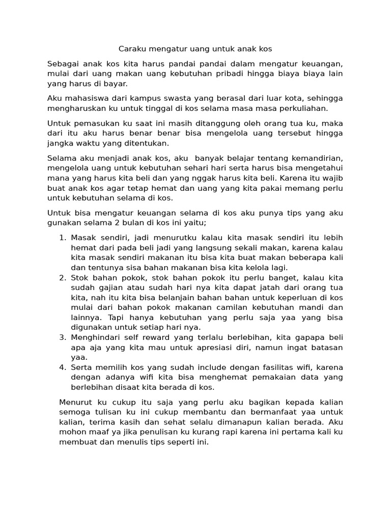 tips ku agar tetap hemat sebagai anak kos | PDF