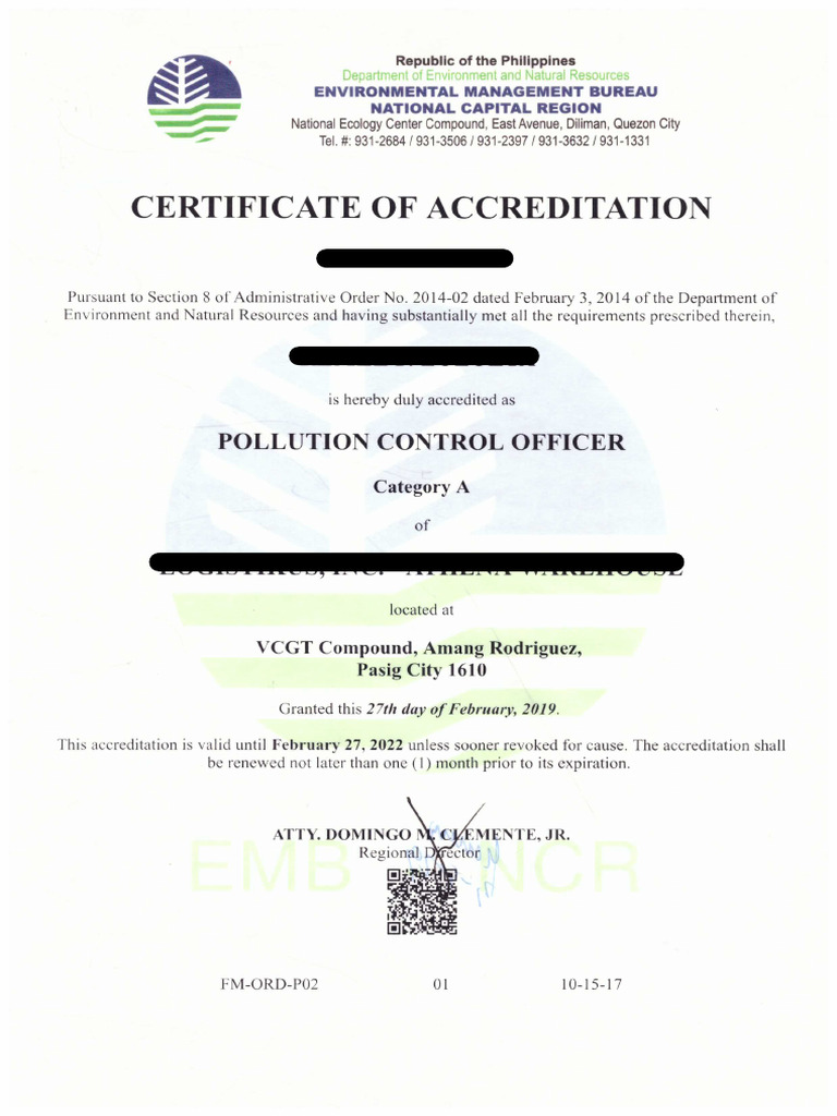 PCO Accreditation Certificate | PDF