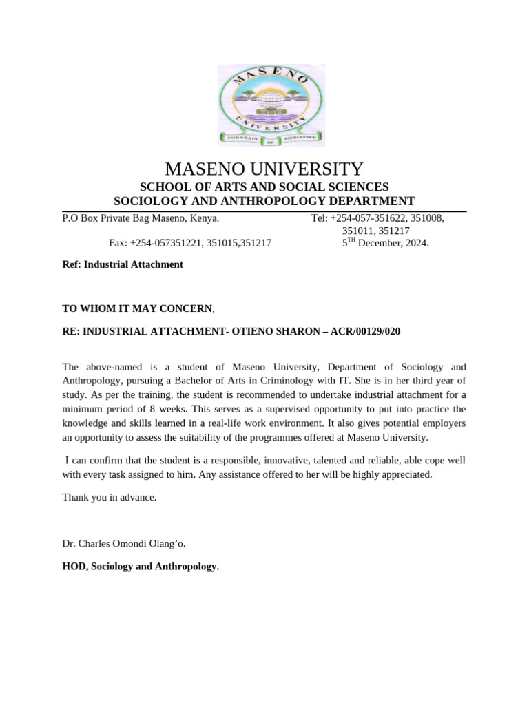 Attachment Letter Template (2)[1] | PDF