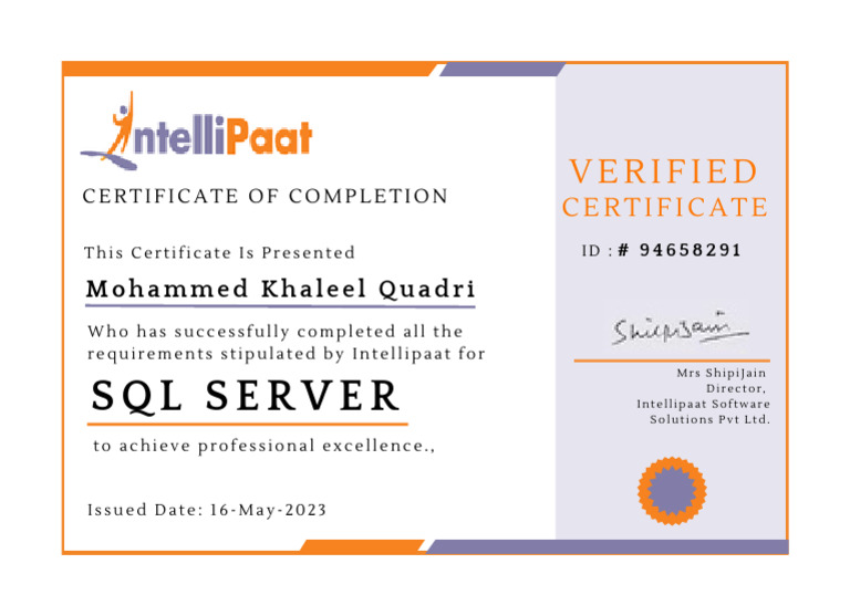 Khaleel Quadri, SQL Intellipaat | PDF