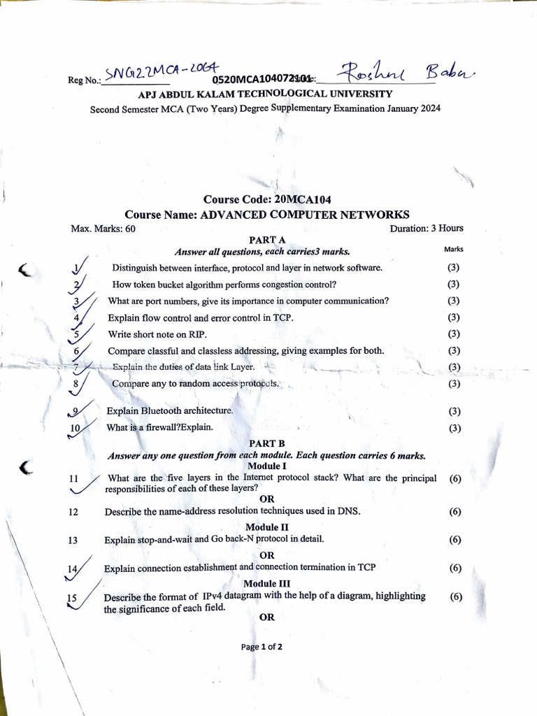 Advanced Computer Networks Exam Guide | PDF | Computer Network ...