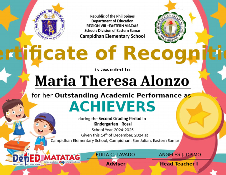 Q2 Kindergarten Certificate | PDF