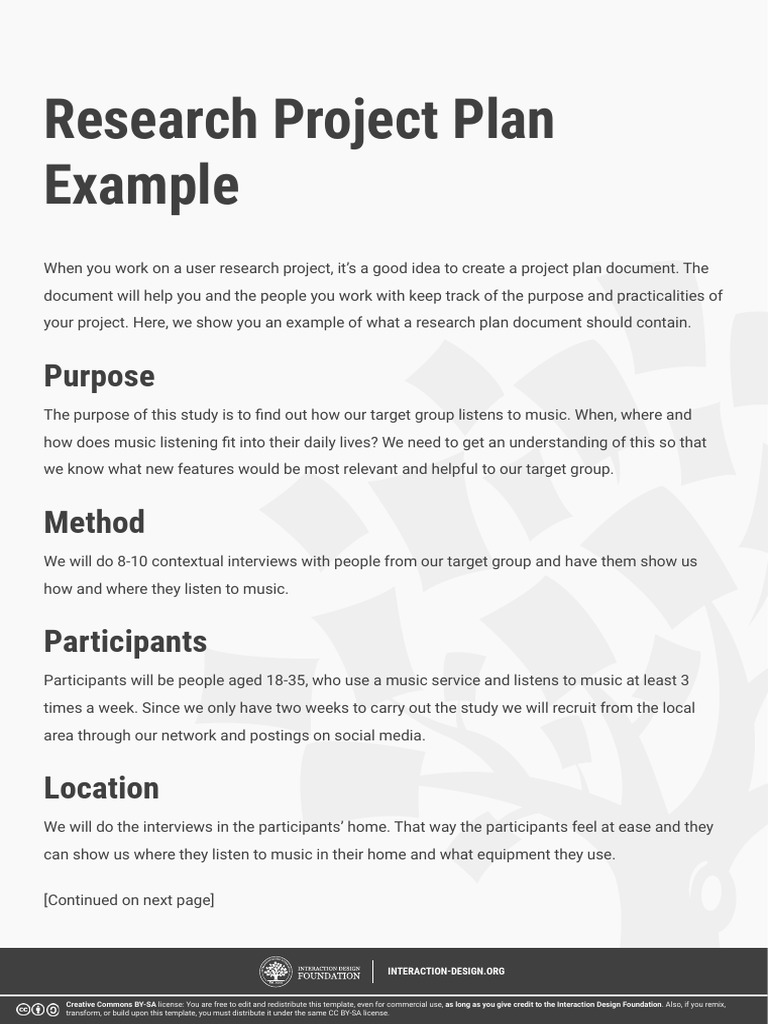 Research Project Plan Example | PDF | Creative Commons | Creative ...
