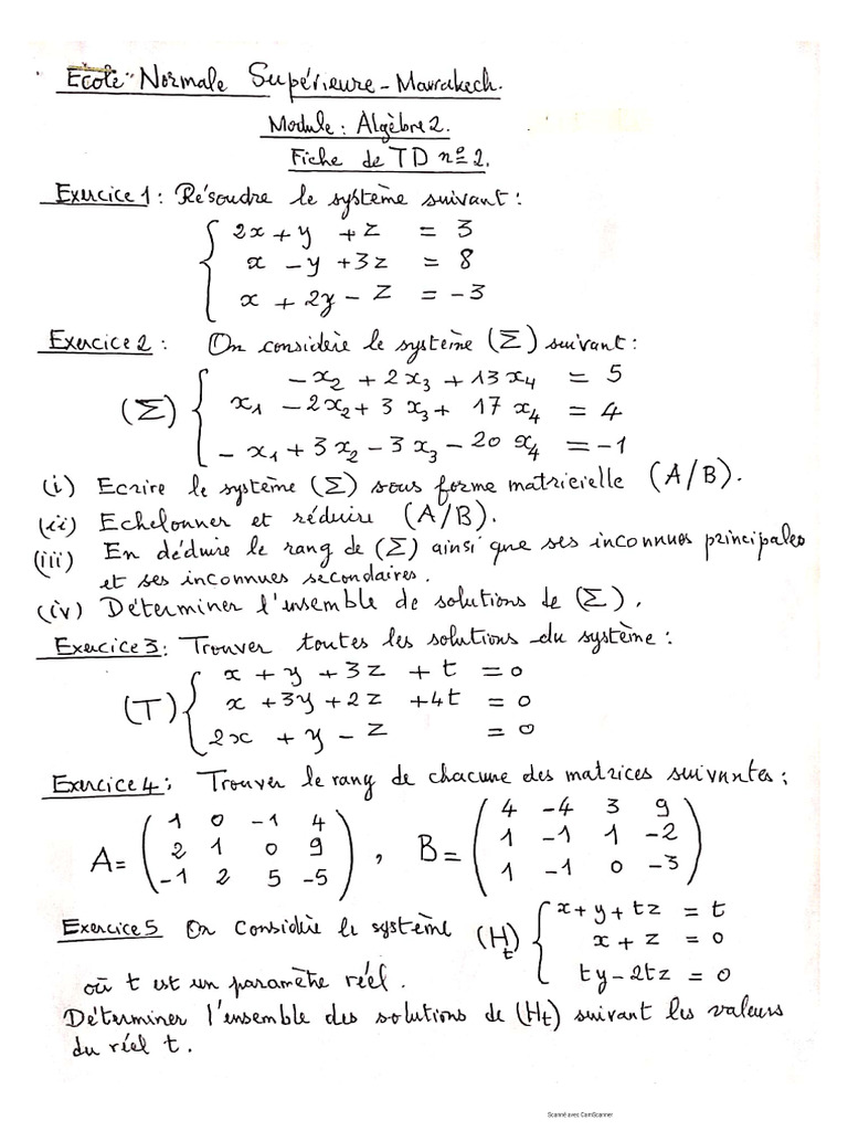 Fiche de TD Num 2 Alg 3 | PDF