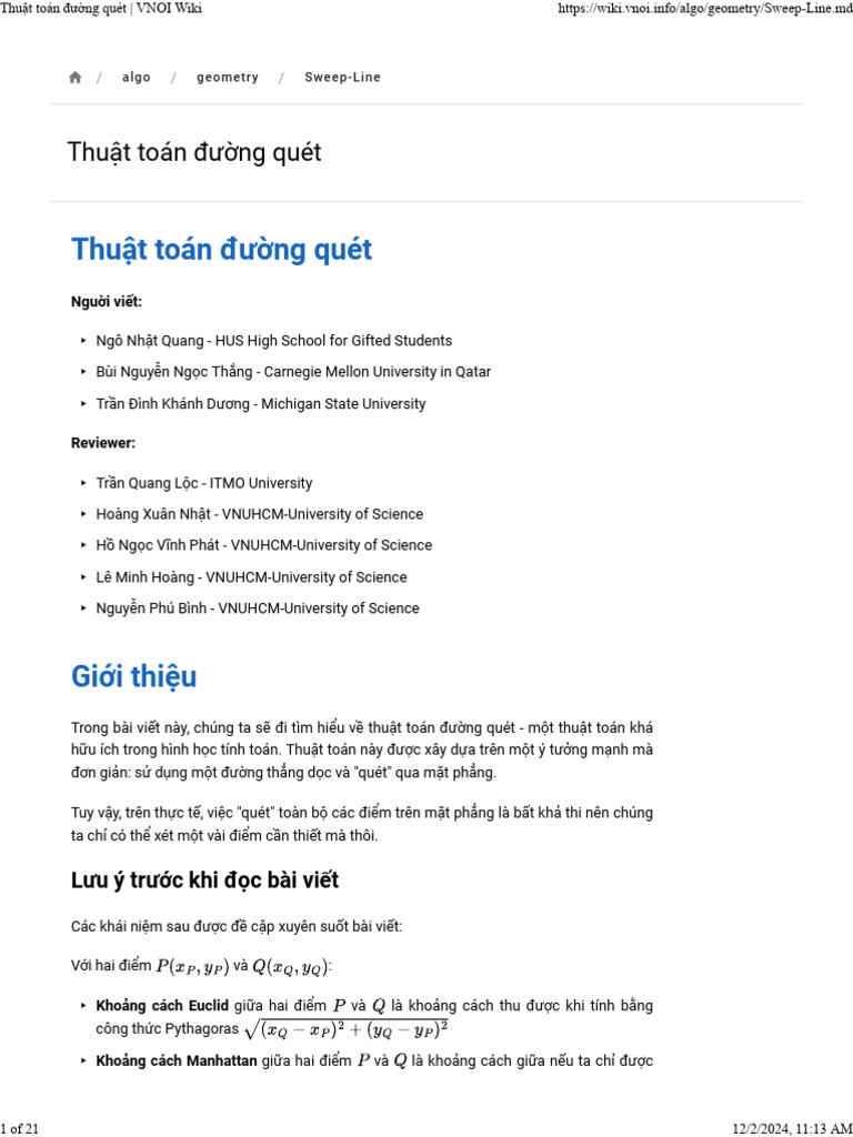 Thuật Toán Đường Quét - VNOI Wiki | PDF